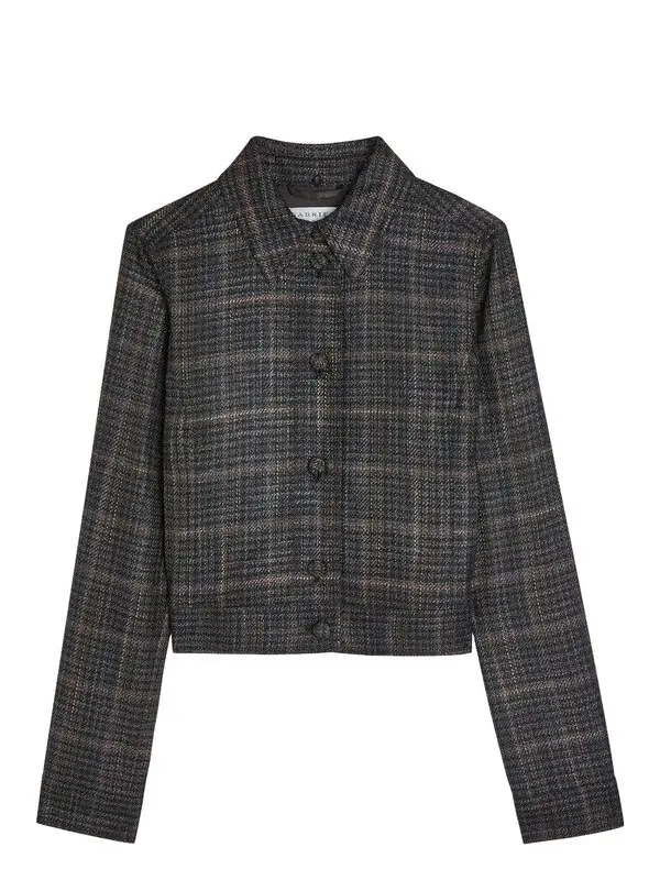Gabriela Hearst Plaid Tweed Jacket - Grey