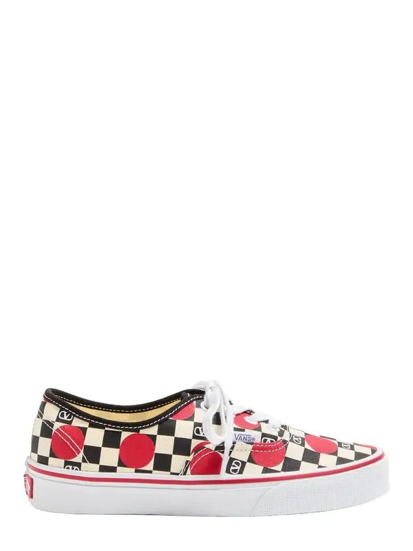 Valentino Garavani Vlogo Checkerboard Print Low-top Sneakers - Butter/black/rouge Pur