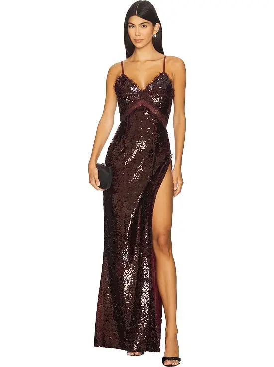 LA FUORI Julia Slip Dress - Dark Maroon