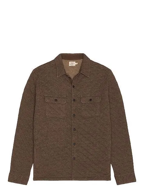 Faherty Brand Epic Quilted Fleece Cpo Shirt In Brown - Mountain Branch Heather