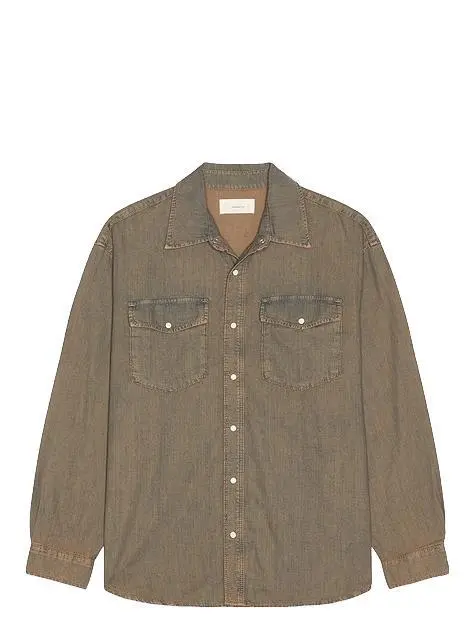 JEANERICA Arno Denim Shirt In Brown - Beige Tint