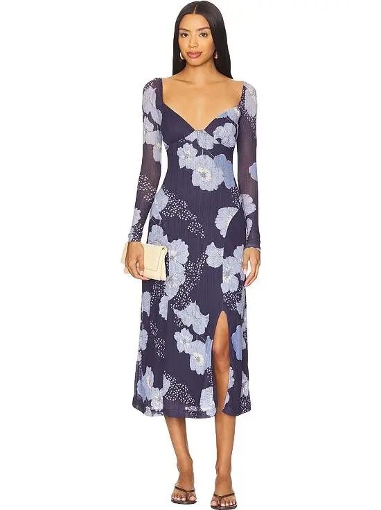 Free People Calla Midi Dress - Sky Combo