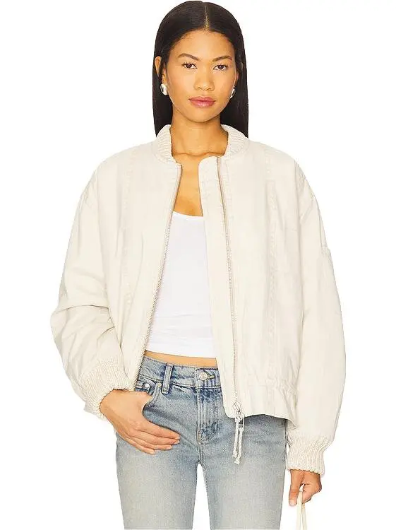 Free People X We The Free Jax Washed Bomber - Almond Flour