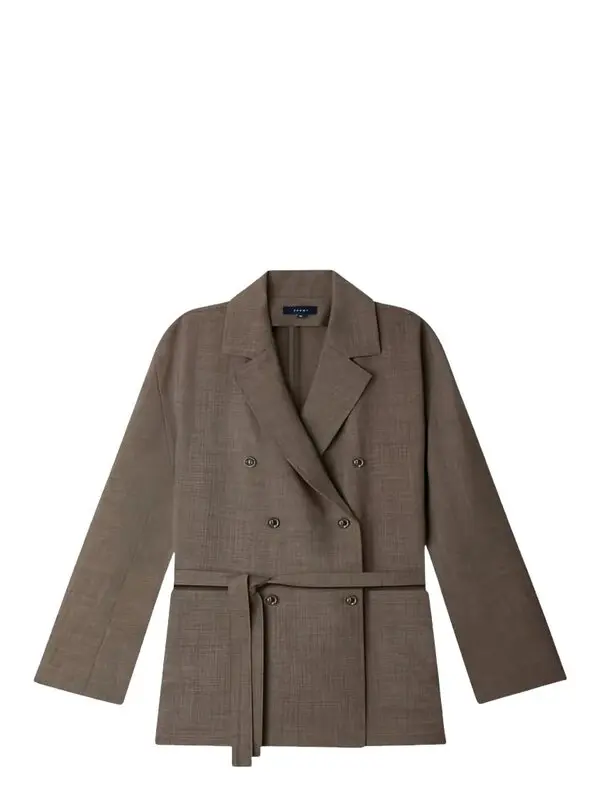 Soeur Belted Double-breasted Wool Blazer - Brown