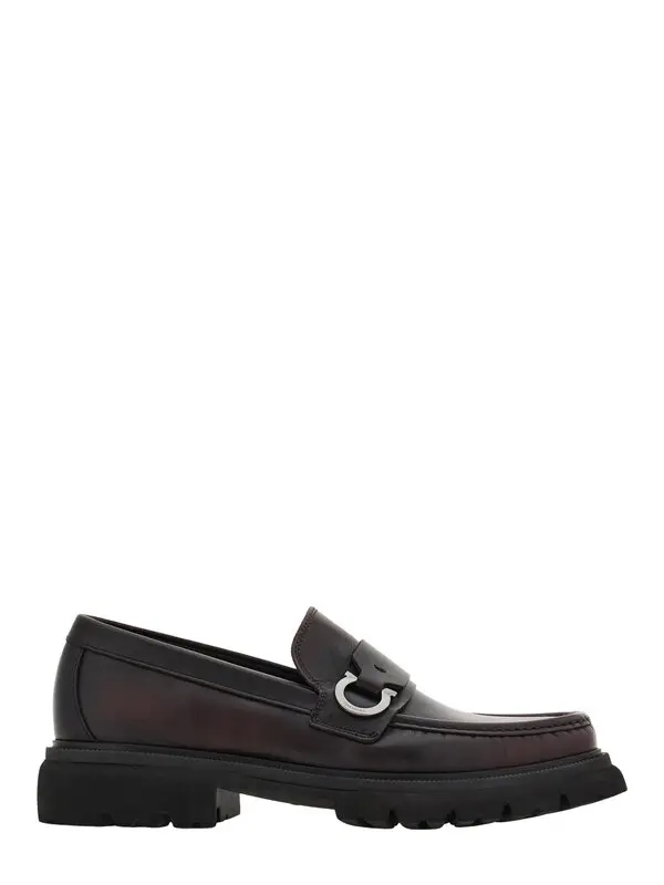 FERRAGAMO Loafer With Gancini Detail - Red