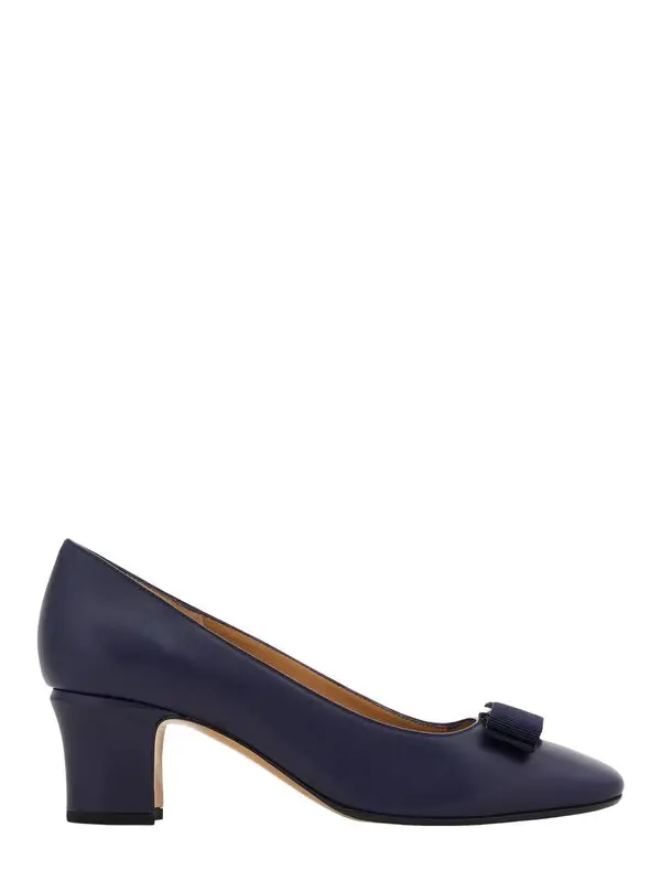 FERRAGAMO Vara Bow Block Heel Pumps - Blue