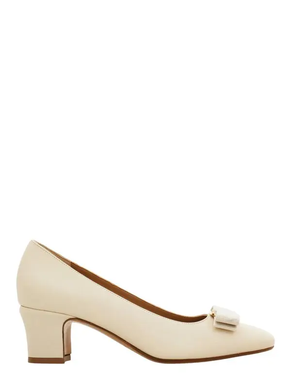 FERRAGAMO Vara Bow Block Heel Pumps - White