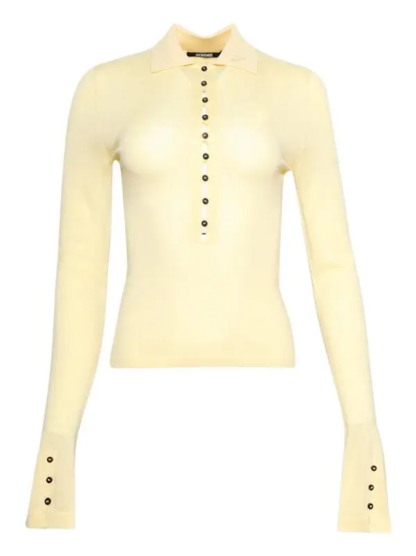 Jacquemus The Merino Long Sleeve Polo Shirt - Yellow