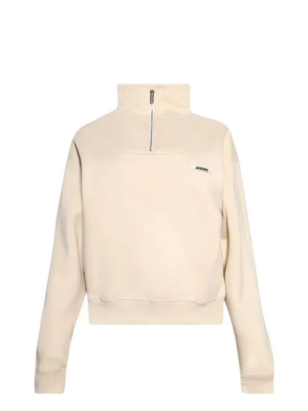 Jacquemus Grosgrain Zipped-rollneck Sweatshirt - Beige