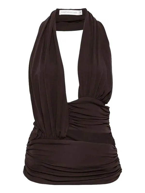 Christopher Esber Draped Cummerbund Jersey Top - Brown