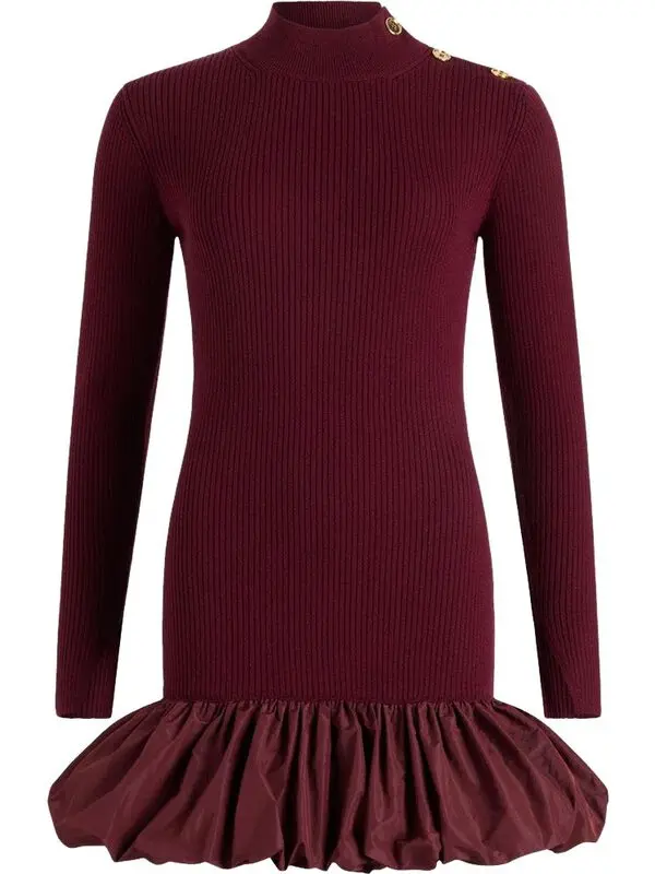 PATOU Faille Bloomer Knit Mini Dress - Red