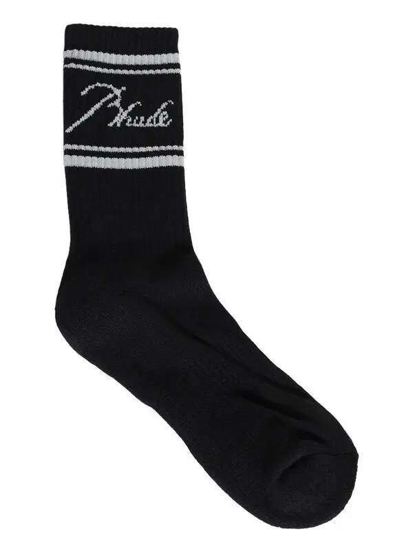 Rhude Script Logo Sports Socks - Black