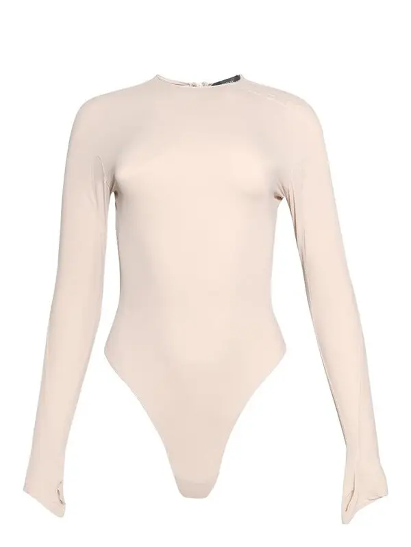 MUGLER Shoulder Logo Bodysuit - Grey