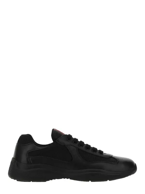Prada Leather And Tech Fabric Sneakers - Black
