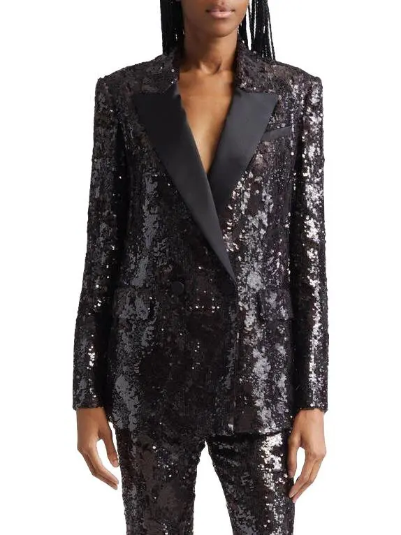 Veronica Beard Sevyn Sequin Double-breasted Dickey Evening Jacket - Dark Currant