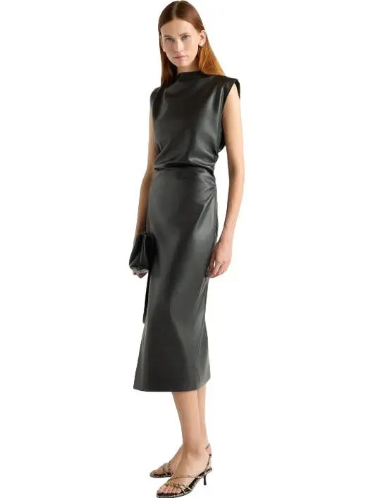 Modern Citizen Channing Vegan Leather Wrap Dress - Black
