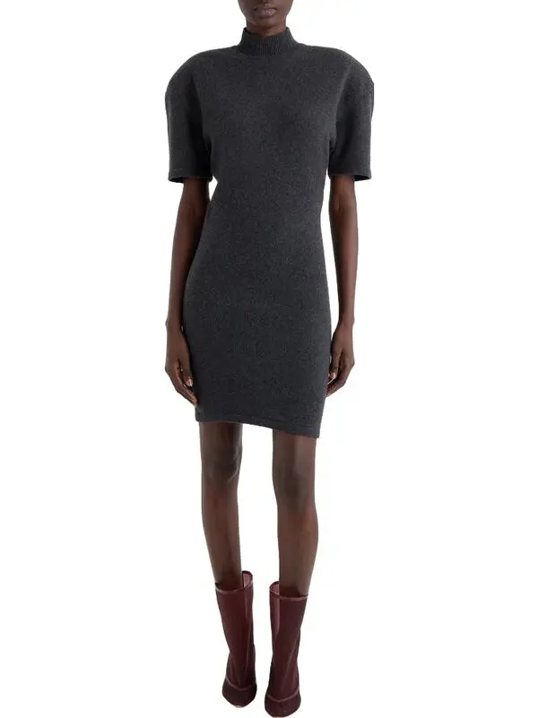 Jacquemus La Robe Maille Castagna Short Sleeve Sweater Dress - Dark Grey