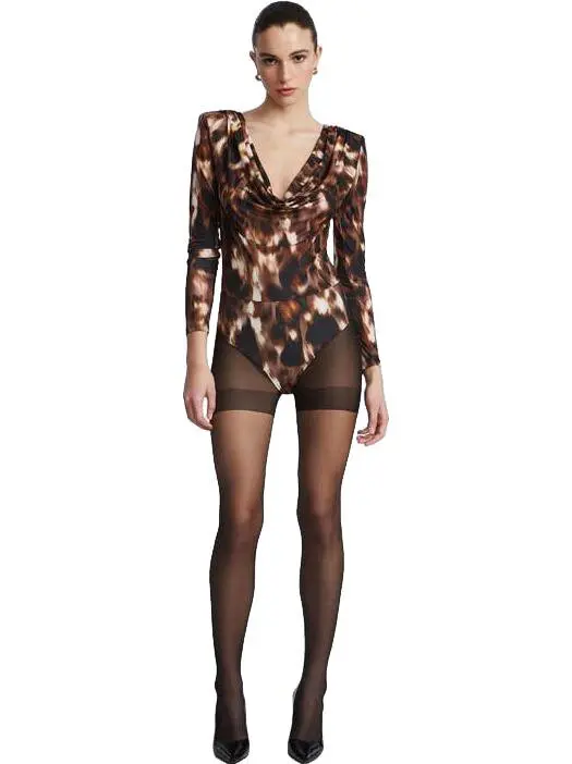 Bcbgmaxazria Printed Bodysuit - Leopard Desert Palm Print