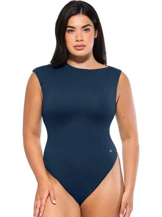 POPILUSH Contourflex All-in-one Fitted Bodysuit - Navy Blue