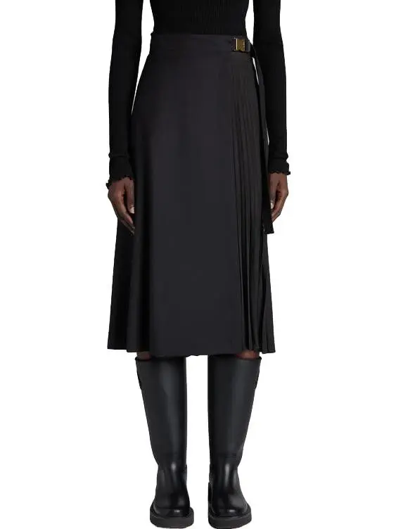 Moncler Pleated Wool Wrap Skirt - Black