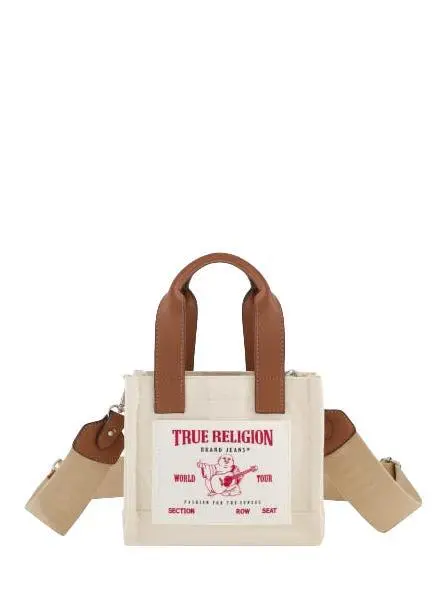 True Religion Mini Tote With Gold Hardware - Natural