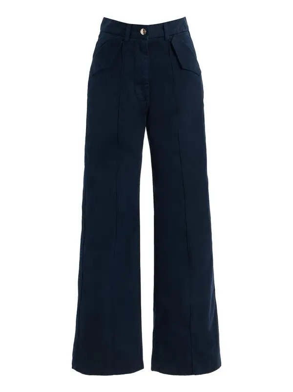 RÙADH The Odette High-rise Cotton-sateen Pants - Navy