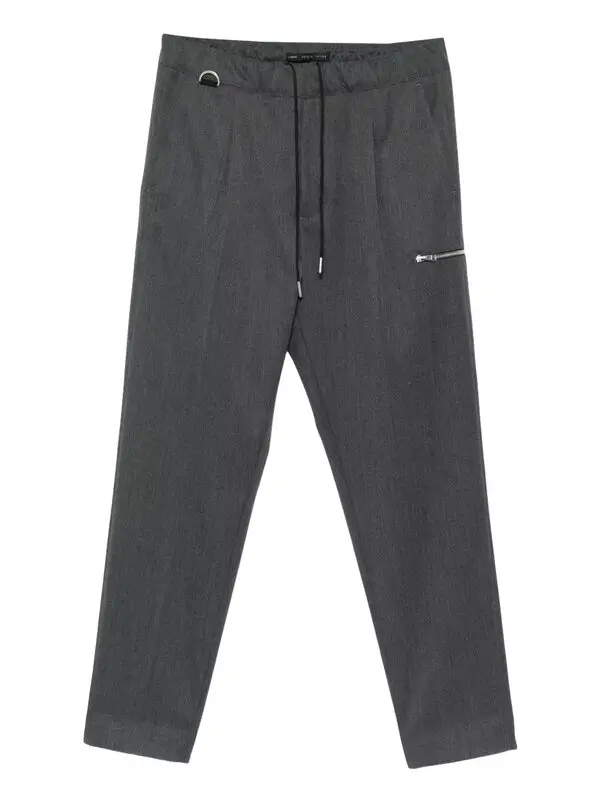 LOW BRAND Drawstring Zipped-pocket Straight-leg Trousers - Grey