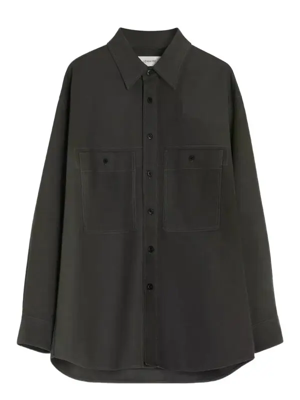 LEMAIRE Patch-pocket Twill Overshirt - Brown