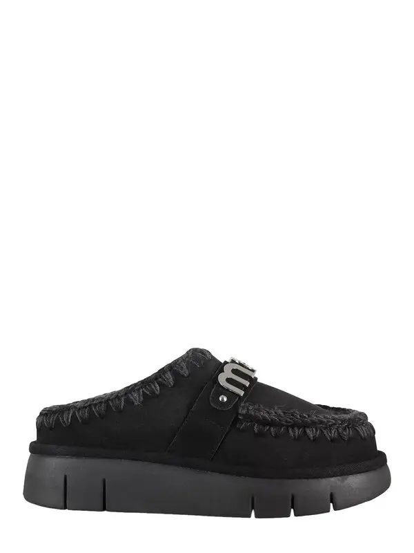 Mou Bounce Sheepskin Mules - Black