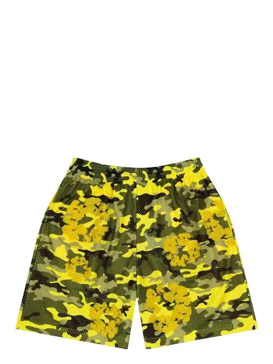DENIM TEARS Camo Cotton Wreath Mesh Shorts - Yellow