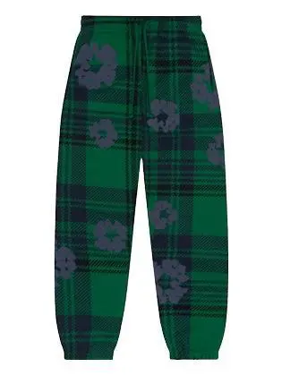 DENIM TEARS Plaid Cotton Wreath Sweatpants - Green