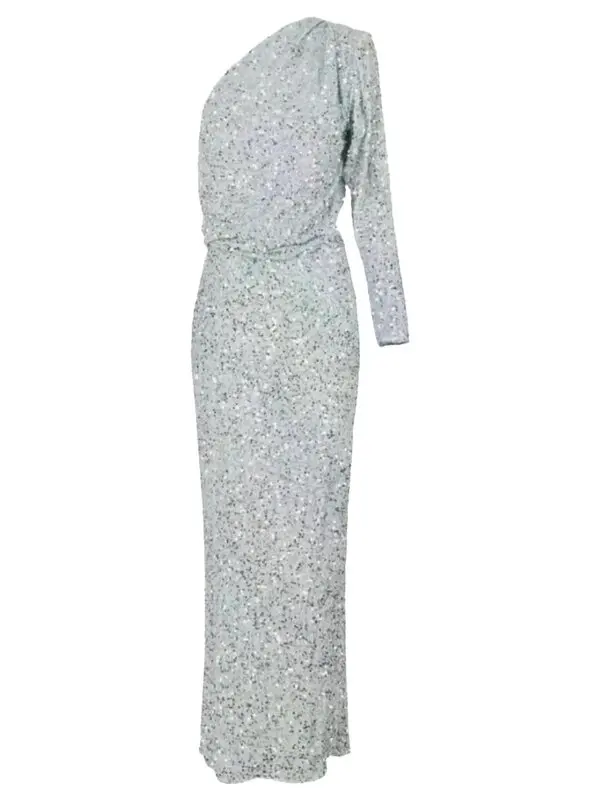 Elisabetta Franchi Sequin-embellished One-shoulder Maxi Dress - Grey