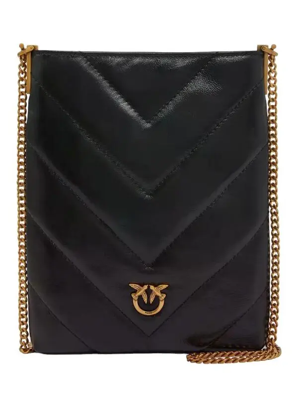 Pinko Quilted Chevron Cross Body Bag - Black