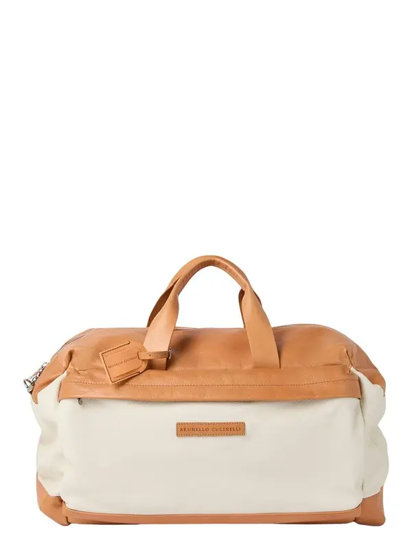 Brunello Cucinelli Grained Calfskin Two-tone Holdall - White