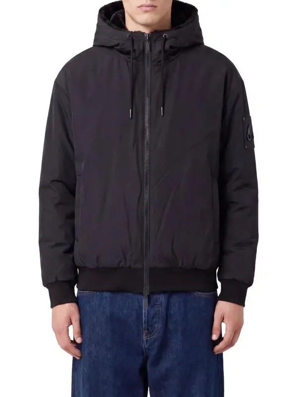 Moose Knuckles Hooded Bomber Jacket - Black