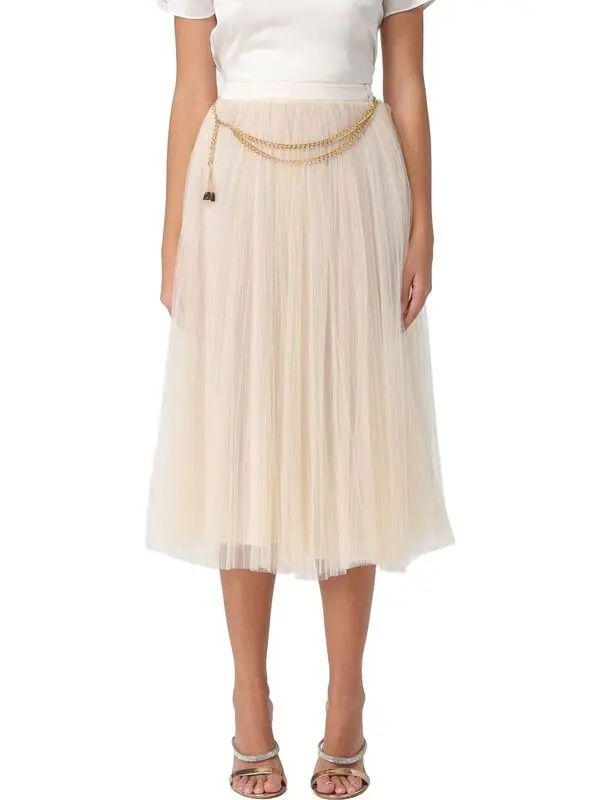 Elisabetta Franchi Pleated Tulle Skirt - Milk