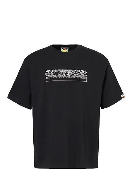 A BATHING APE Baby Milo Graphic-print Cotton-jersey T-shirt - Black