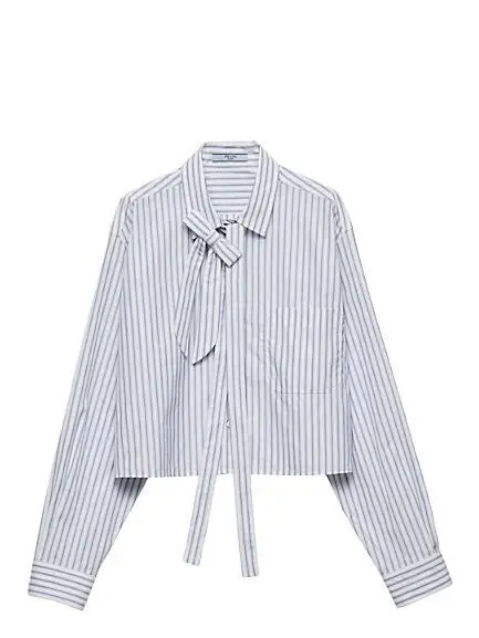 Prada Striped Cotton Poplin Shirt - Light Blue