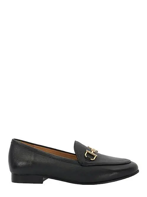 DUNE Glair Wide Fit Leather Loafers - Black Leather