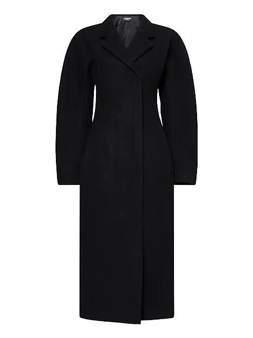Jacquemus Notched Lapel Wool Coat - Black