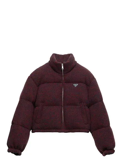 Prada Cropped Cashmere And Wool-down Jacket - Brown
