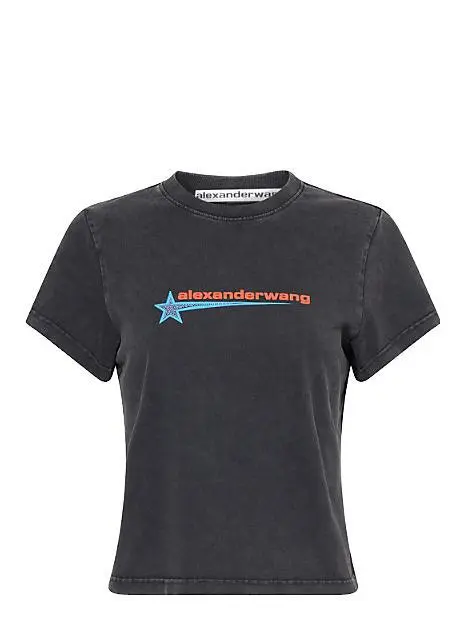 Alexander Wang Shrunken Cotton-jersey T-shirt - Washed Black