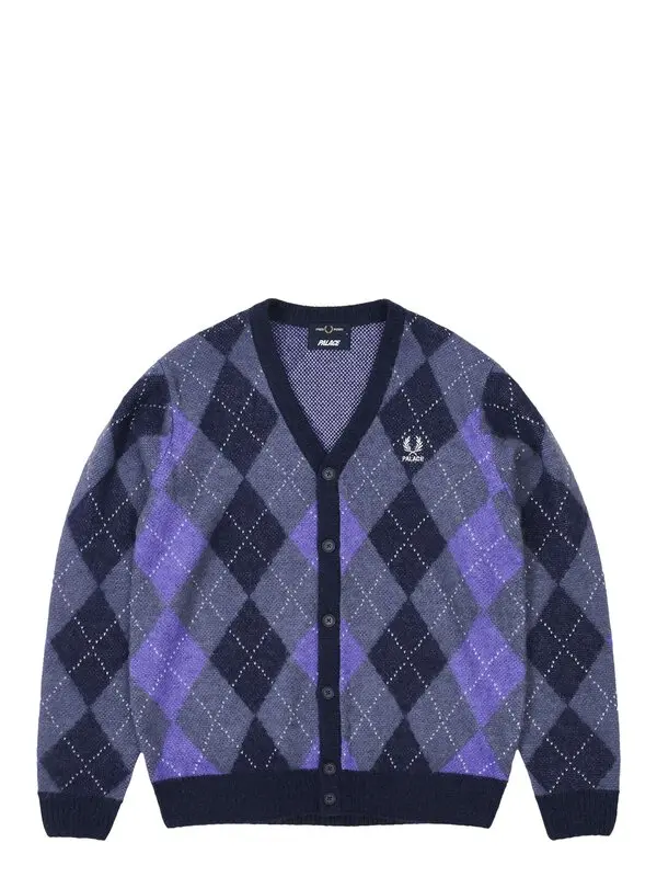 PALACE X Fred Perry Argyle Cardigan - Purple