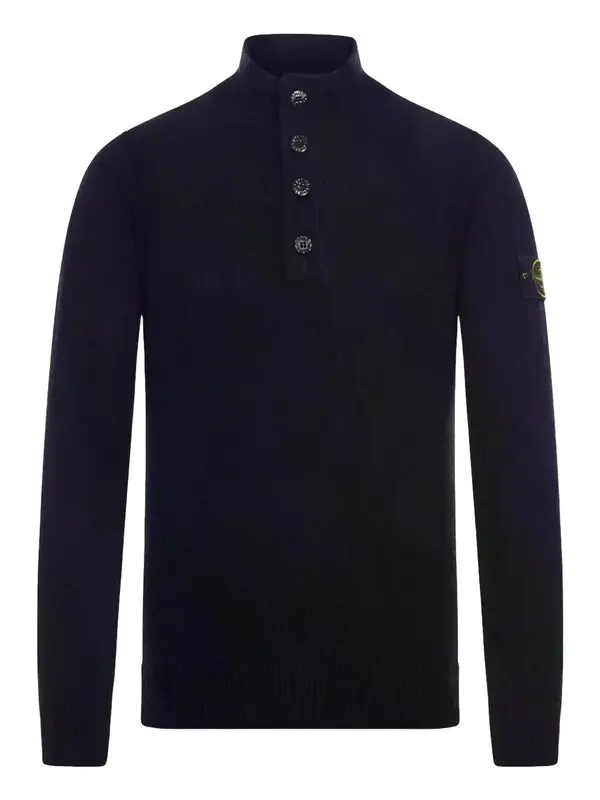 Stone Island Button-fastening High Neck Polo Shirt - Blue