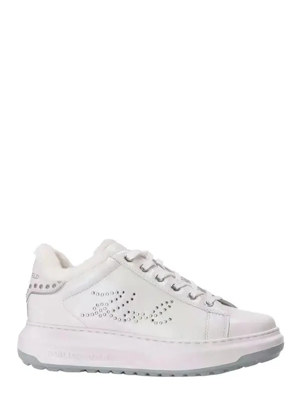 Karl Lagerfeld Studded Leather Platform Sneakers - White