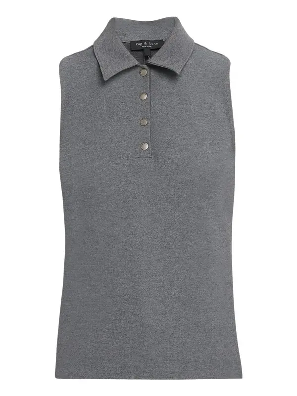 Rag & Bone Irina Sleeveless Ponte Polo Shirt - Charc