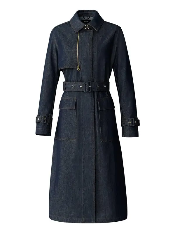 Mackage India Belted Trench Coat - Denim