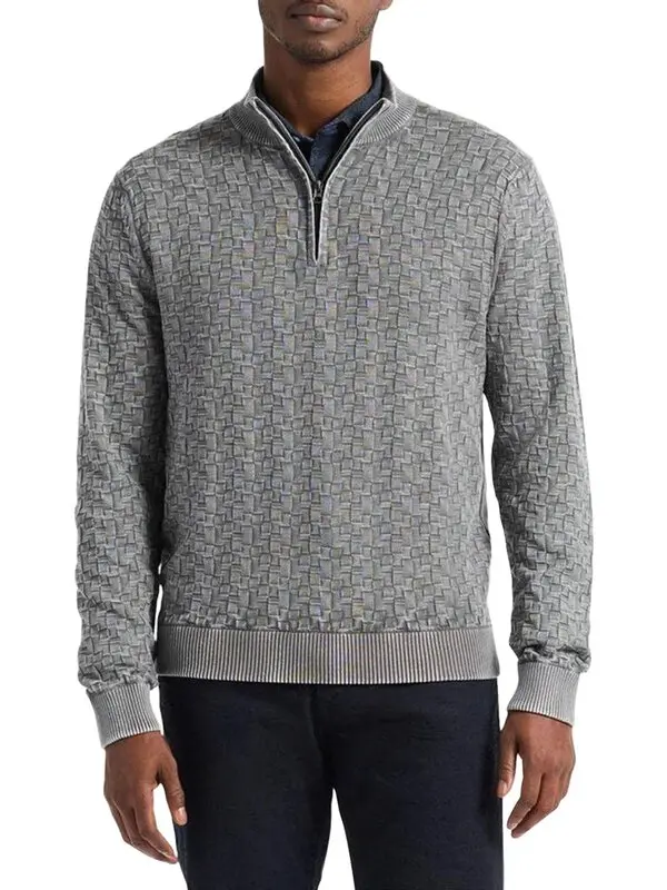 Robert Graham Aubin Jacquard Knit Quarter-zip Sweater - Gray
