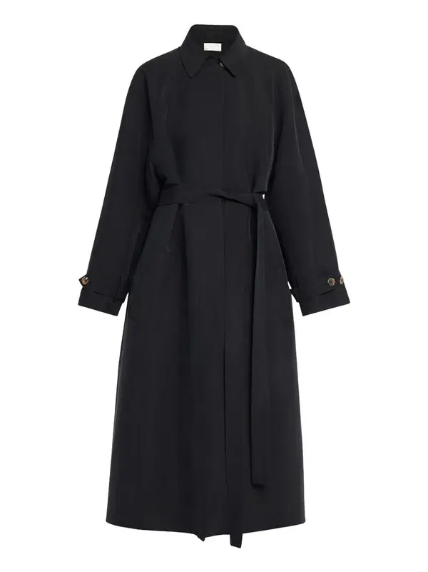 THE ROW Ryo Beled Long Silk Trench Coat - Black
