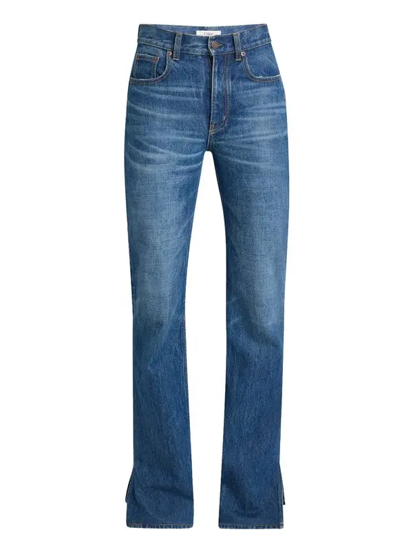 Chloé Denim Bootcut Split-hem Pants - Faded Indigo
